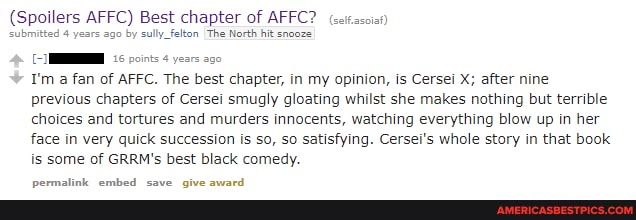(Spoilers AFFC) Best chapter of AFFC? submitted 4 years ago by sully ...