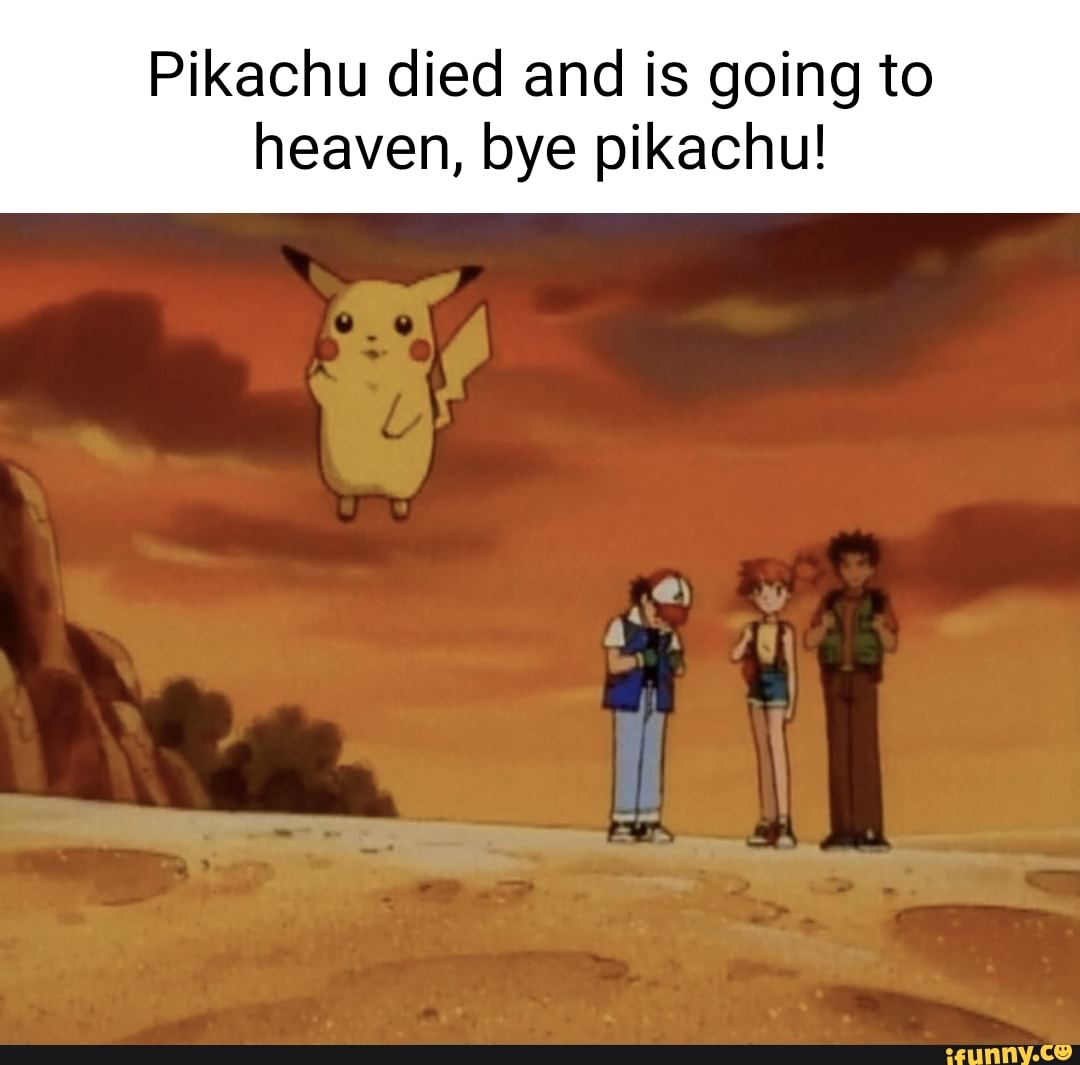 Pikachu died and is going to heaven, bye pikachu! - iFunny