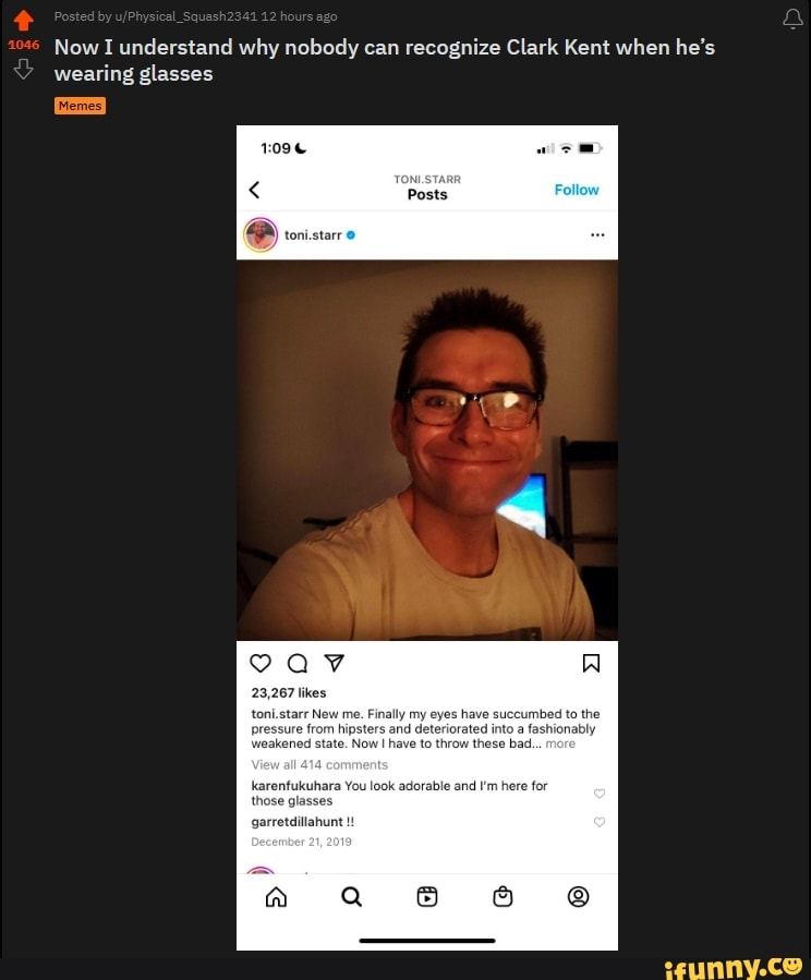 Now I understand why nobody can recognize Clark Kent when he's wearing ...