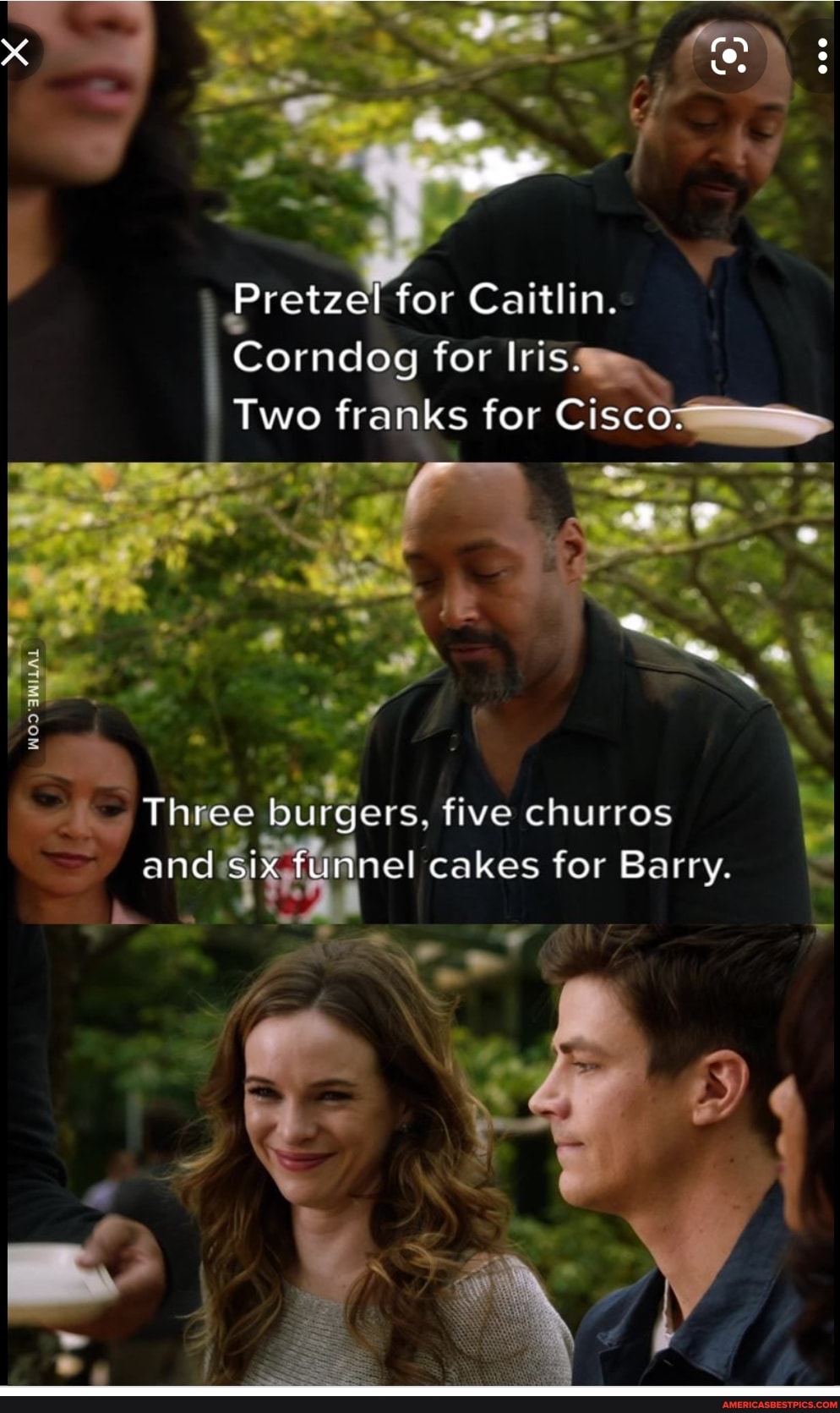 Me Pretzel for Caitlin. Corndog for Iris ~ Two franks for Cisco. WOOD ...