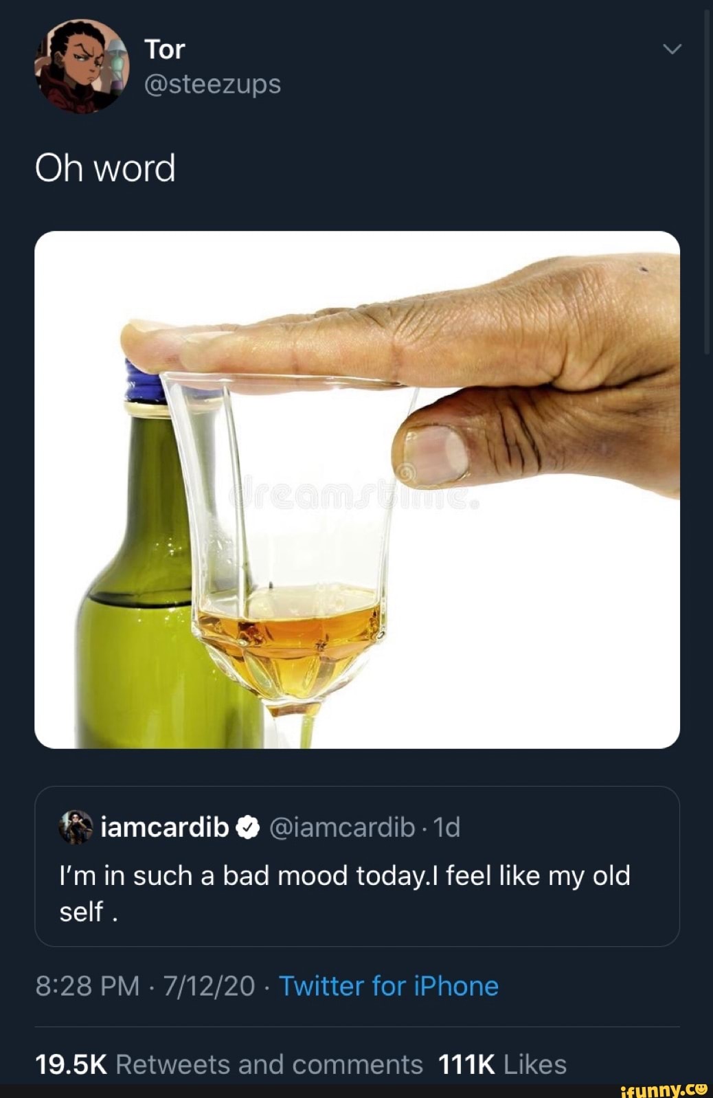 £2 iamcardib Y @iamcardib I'm in such a bad mood today.I feel like my ...