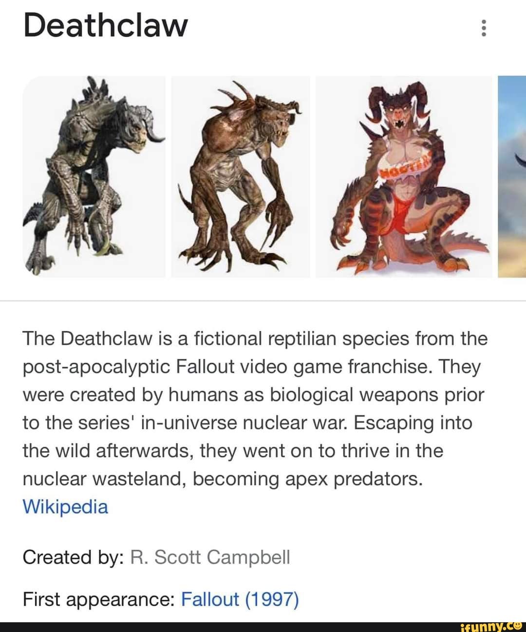 Deathclaw The Deathclaw is a fictional reptilian species from the post ...