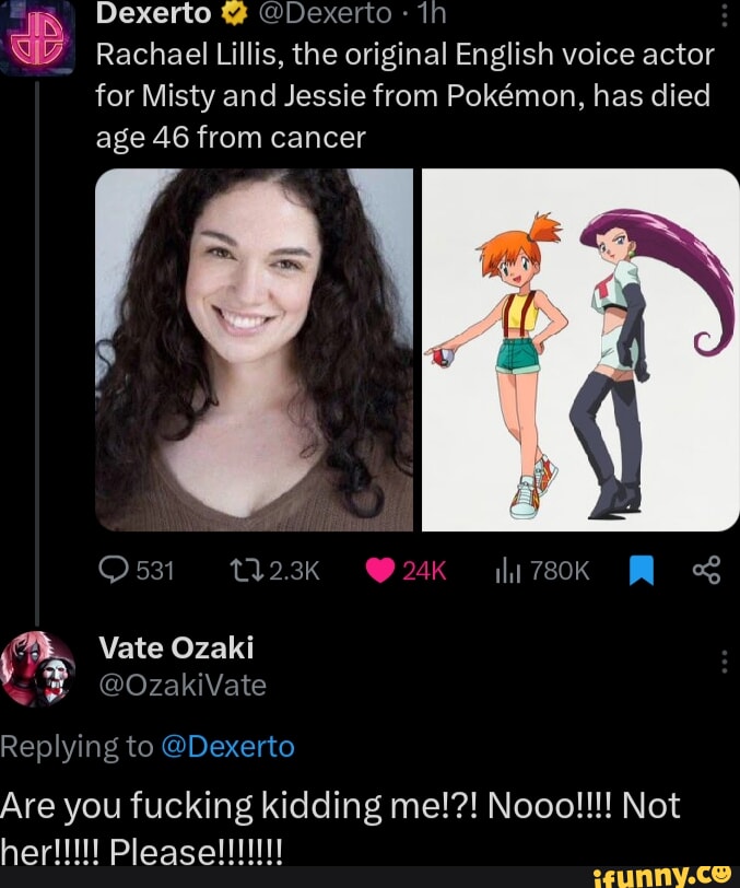 Dexerto @Dexerto Ge Rachael Lillis, the original English voice actor ...