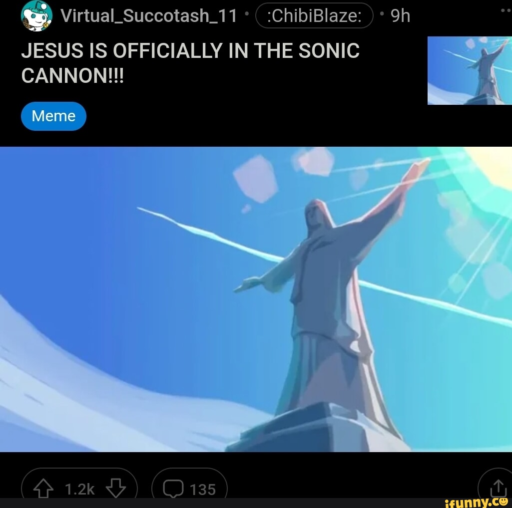 :ChibiBlaze: JESUS IS OFFICIALLY IN THE SONIC CANNON!!! ( Meme 135 - iFunny