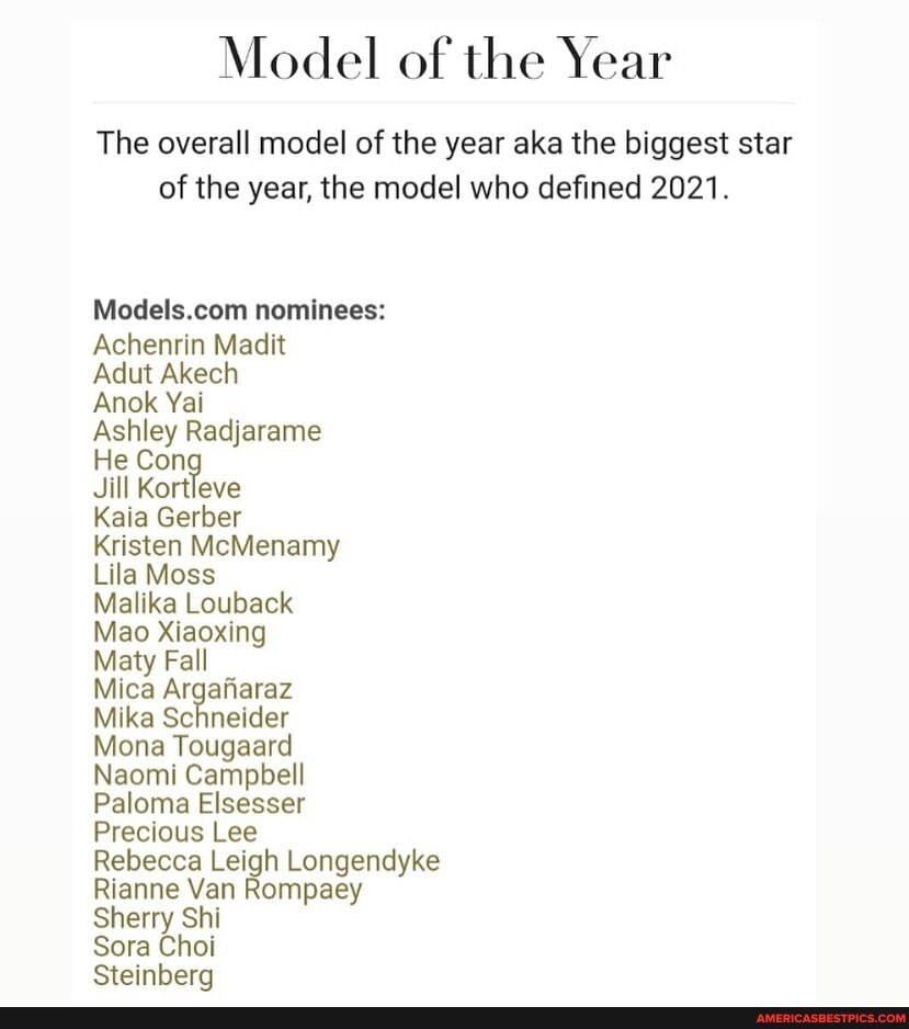 Model of the Year The overall model of the year aka the biggest star of ...