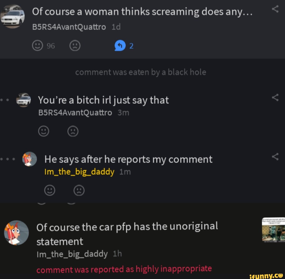 Of course a woman thinks screaming does any... B5RS4AvantQuattro id You ...