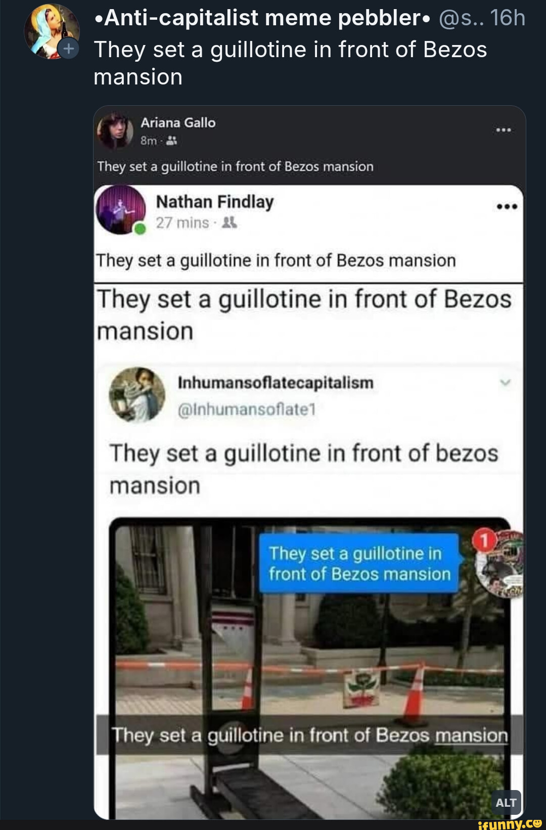 They set a guillotine in front of Bezos mansion - They set a guillotine ...
