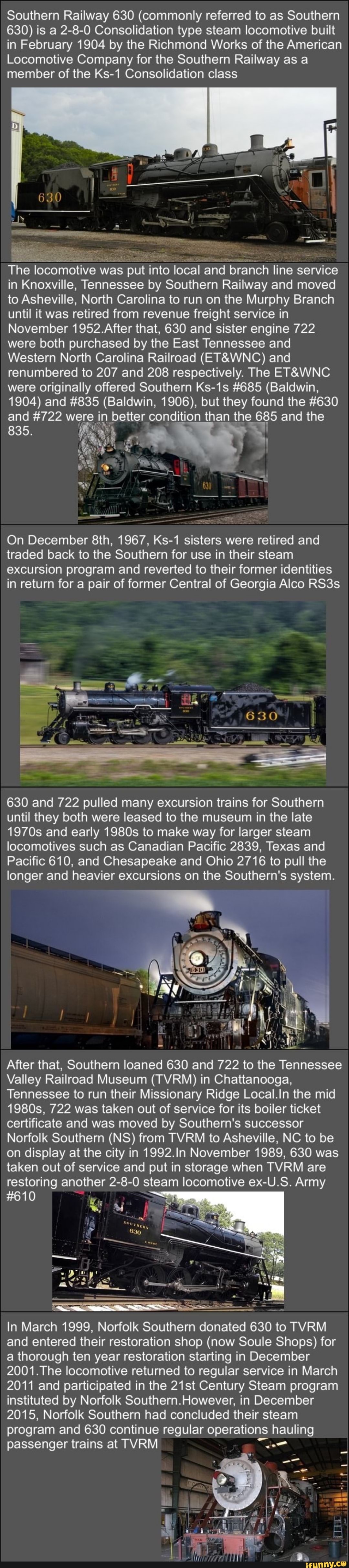 Southern Railway 630 (commonly referred to as Southern 630) is a 2-8-0 ...