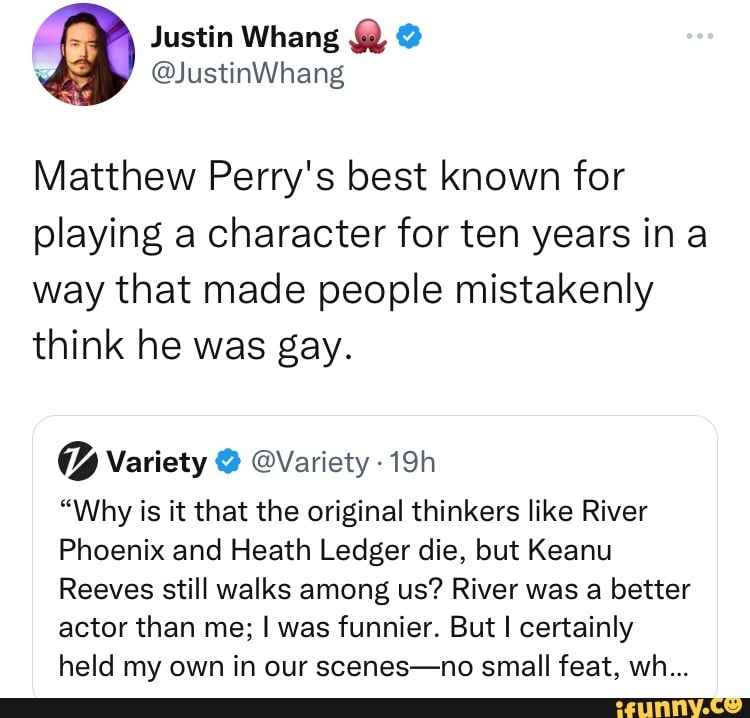Matthew Perry's best known for playing a character for ten years ina ...