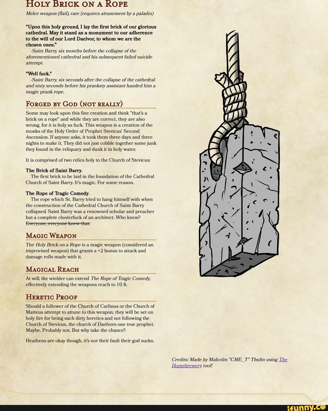 HOLY BRICK ON A ROPE Melee weapon (flail) rare (requires attunement by ...