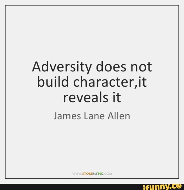 Adversity does not build character, it reveals it James Lane Allen - iFunny