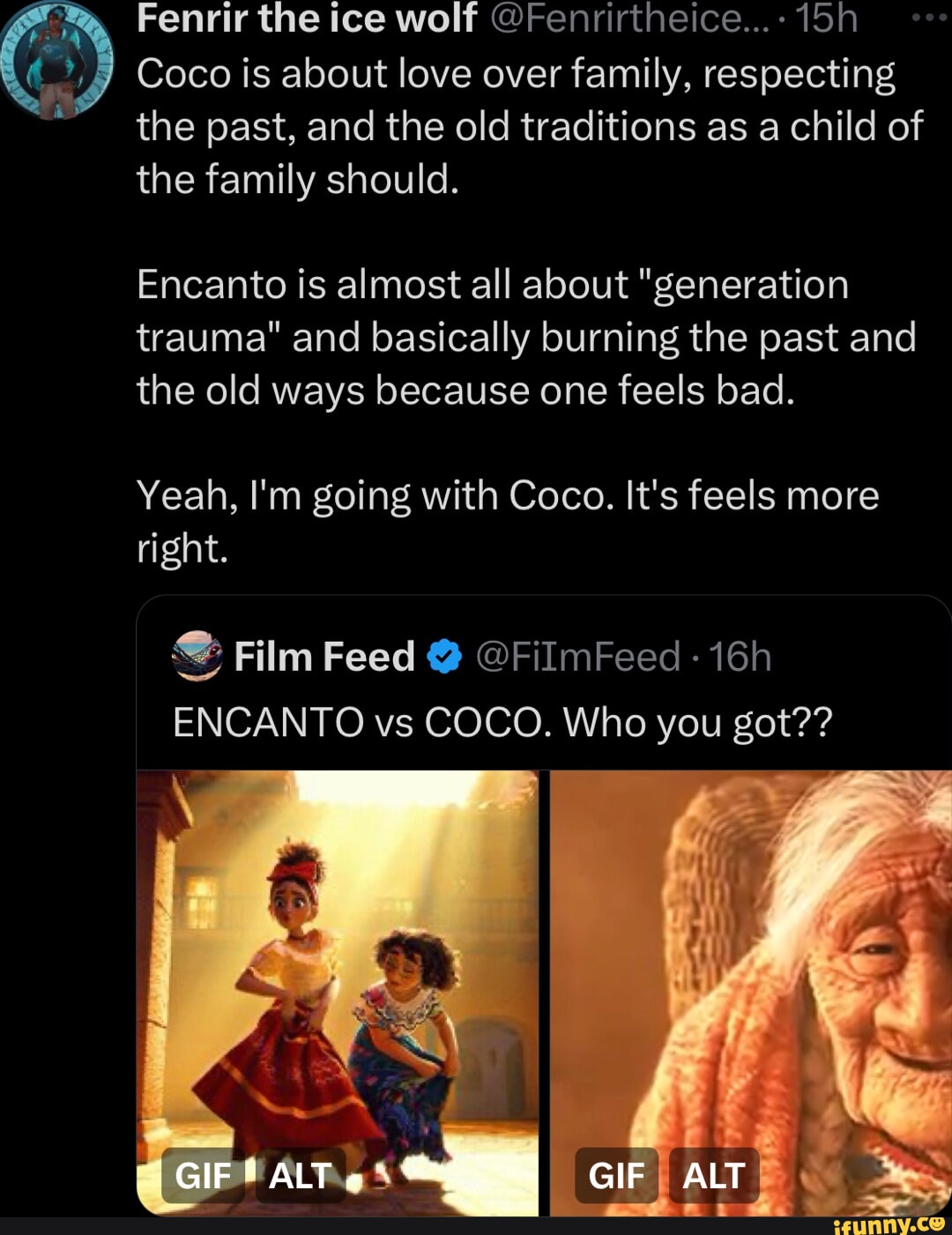 Coco is about love over family, respecting the past, and the old ...