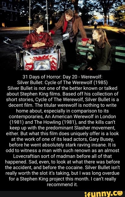 31 Days of Horror: Day 20 - Werewolf: Silver Bullet: Cycle of The ...
