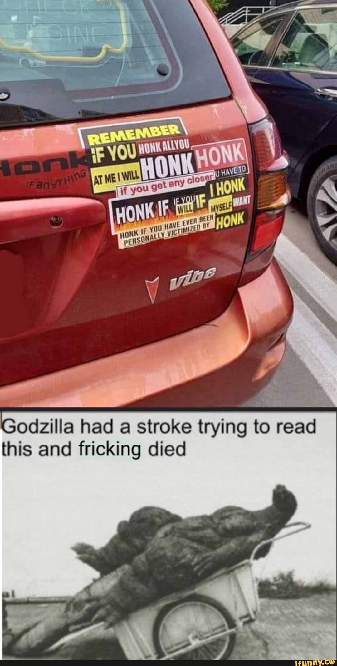 You Godzilla had a stroke trying to read this and tricking died - iFunny