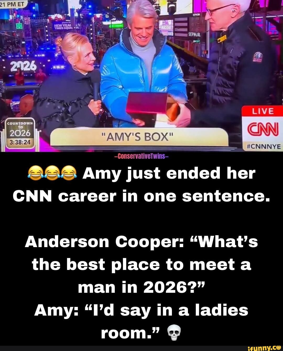 LIVE CNN) #CNNNYE "ANN'S BOX -ConservativeTwins- @22 Amy just ended her ...