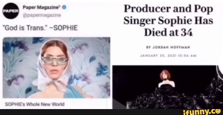 Paper Magazine Producer and Pop God is Trans." -SOPHIE Singer Sophie ...