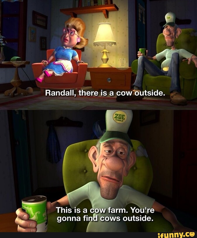 Randall, there is a cow outside. This is a cow farm, You're gonna find ...