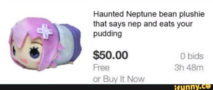 Haunted Neptune bean plushie that says nep and eats your pudding $50.00 ...