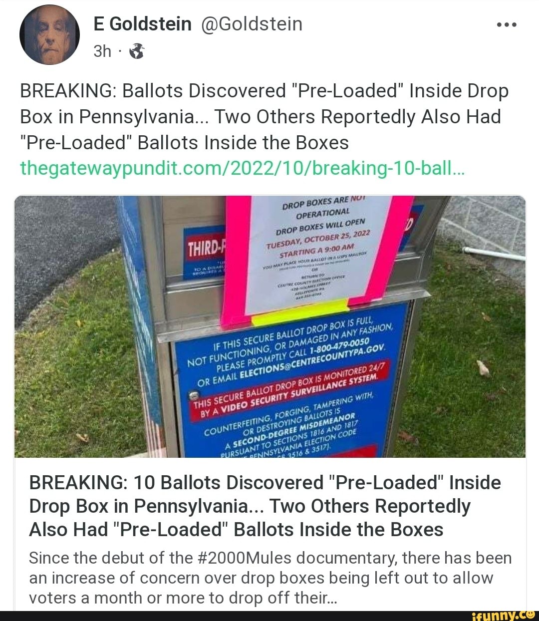 BREAKING: Ballots Discovered "Pre-Loaded" Inside Drop Box in ...