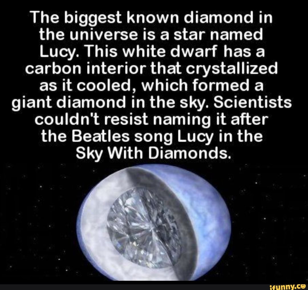 The biggest known diamond in the universe is a star named Lucy. This ...