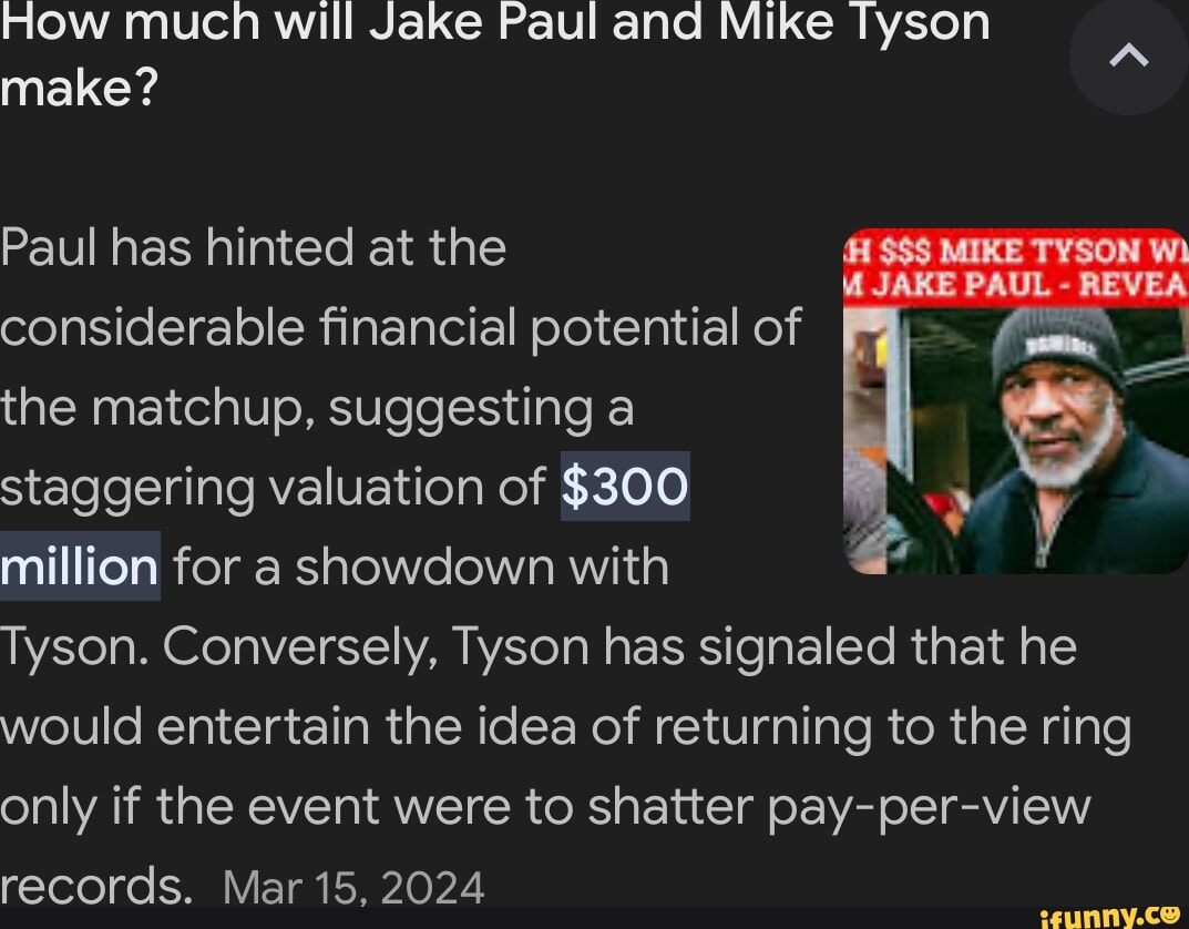 How much will Jake Paul and Mike Tyson make? Paul has hinted at the H ...