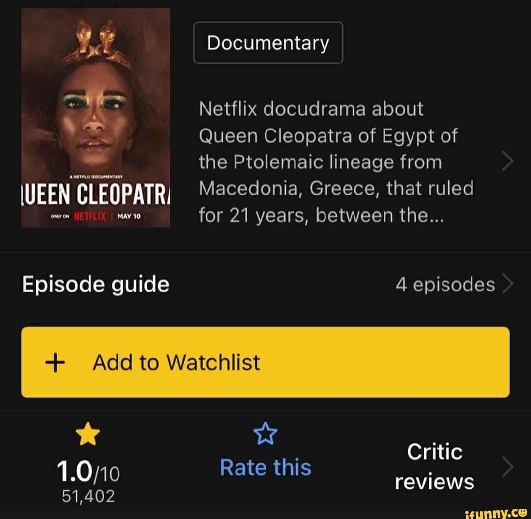 Documentary Netflix docudrama about Queen Cleopatra of Egypt of the ...