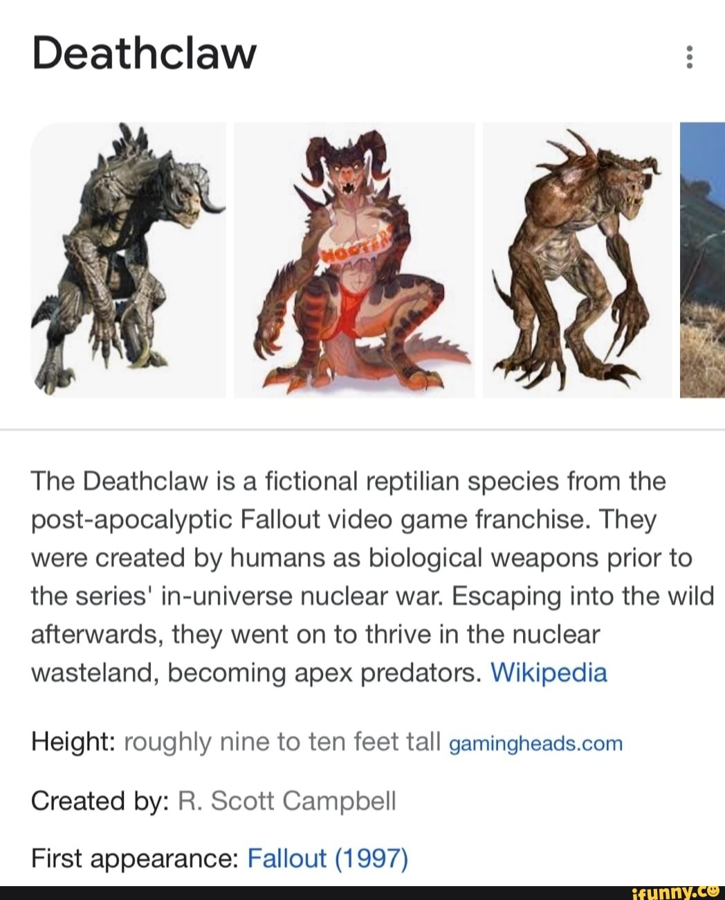 Deathclaw The Deathclaw is a fictional reptilian species from the post ...