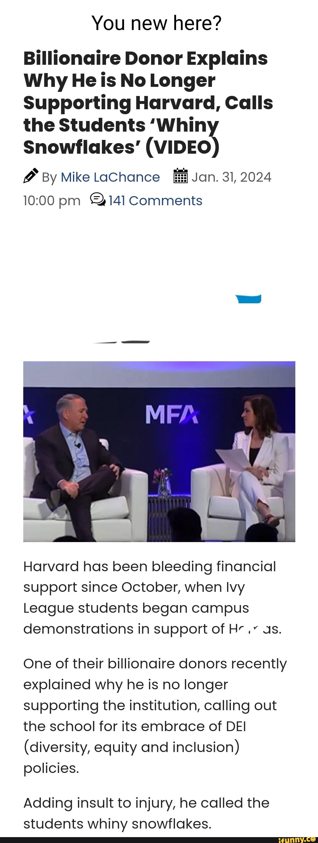 You new here? Billionaire Donor Explains Why He is No Longer Supporting ...