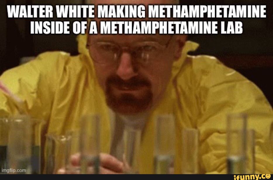 WALTER WHITE MAKING METHAMPHETAMINE INSIDE OF A METHAMPHETAMINE LAB ...