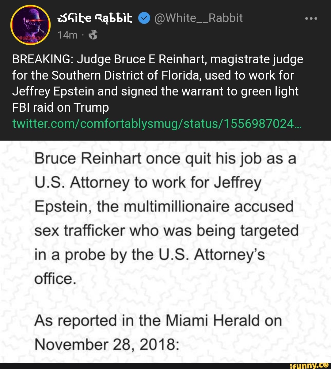 @White__Rabbit BREAKING: Judge Bruce E Reinhart, magistrate judge for ...