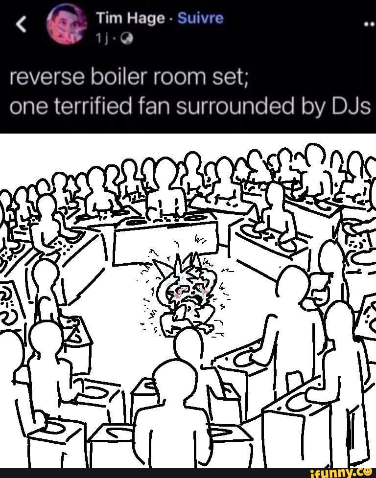 Tim Hage Suivre reverse boiler room set; one terrified fan surrounded ...
