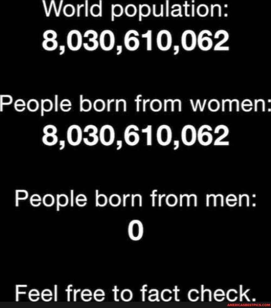 World population: 8,030,610,062 People born from women: 8,030,610,062 ...