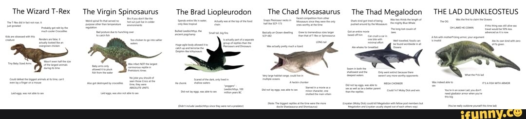 The Wizard T Rex The Virgin Spinosaurus -The Brad Lopleurodon The Chad ...