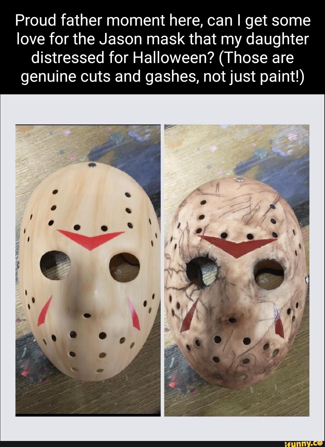 Proud father moment here, can I get some love for the Jason mask that ...