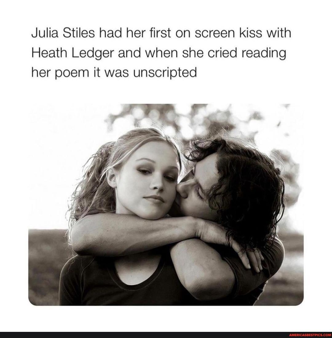 Julia Stiles had her first on screen kiss with Heath Ledger and when ...