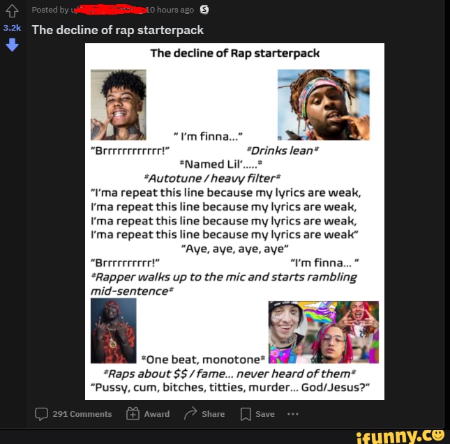 The decline of rap starterpack The decline of Rap starterpack Pl "i'm ...