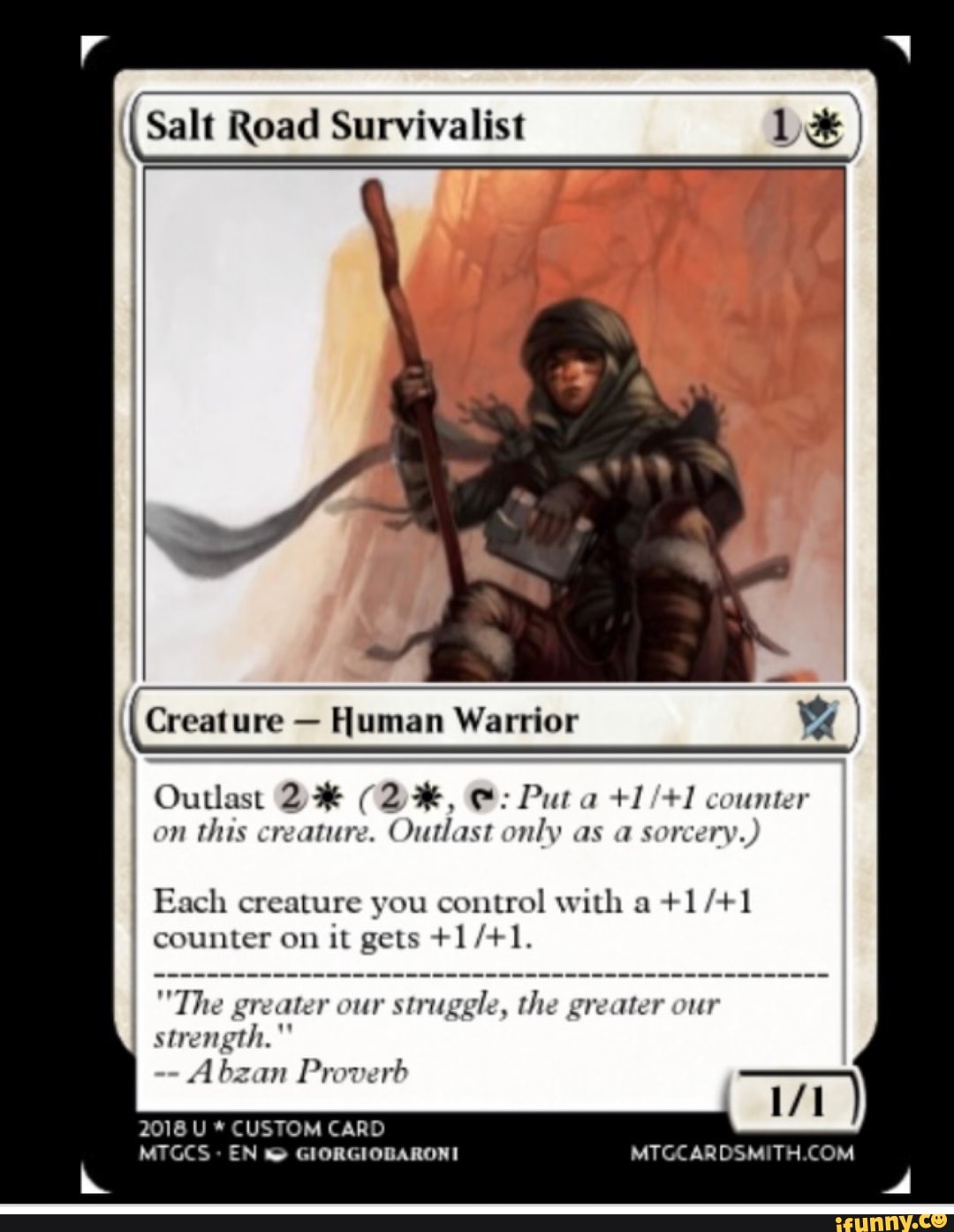 Creature Human Warrior +1/+1 counter on this creature. Outlast only as ...