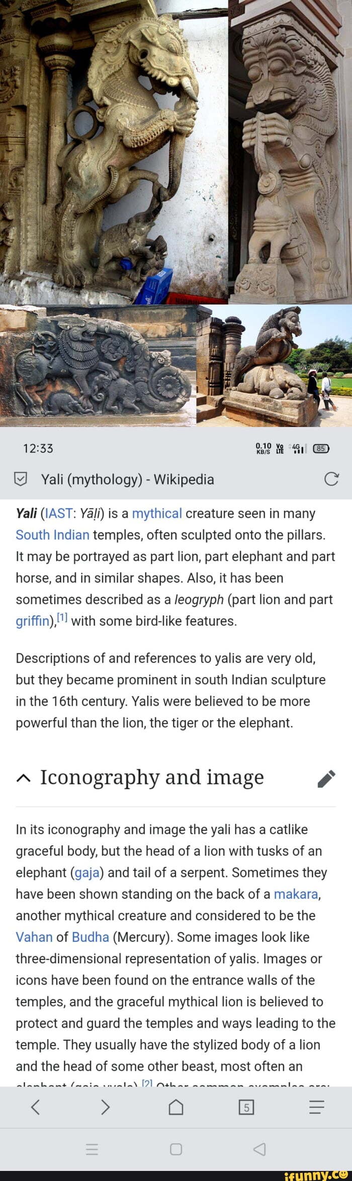 Yali (IAST: Yali) is a mythical creature seen in many South Indian ...