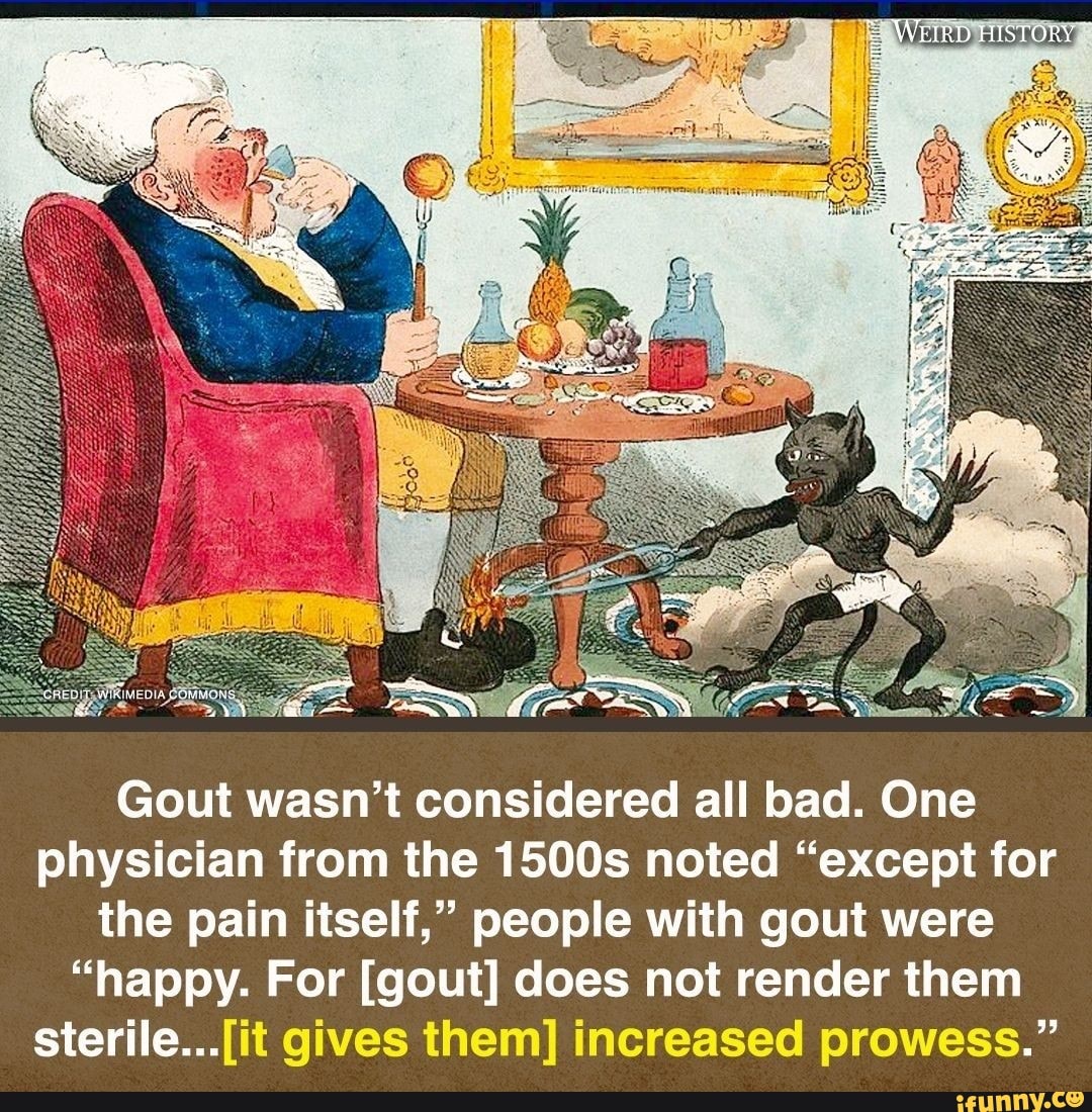 Gout wasn't considered all bad. One physician from the 1500s noted ...