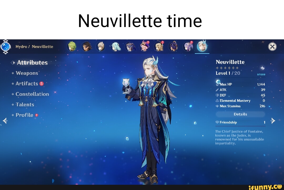 Neuvillette time Hydro / Neuvillette " Attributes Neuvillette Weapons ...