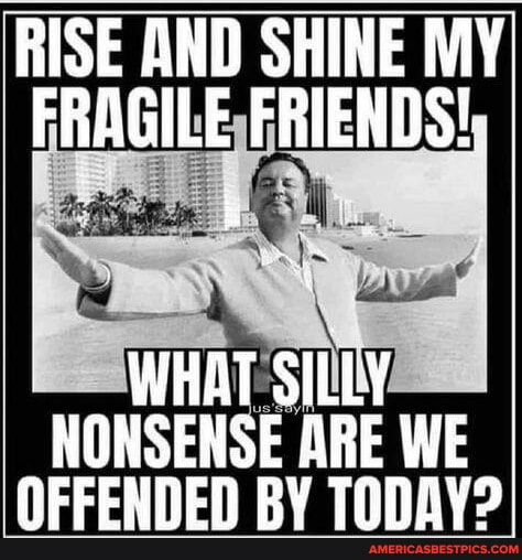 RISE SHINE AND SHINE MY FRAGILE FRIENDS! WHAT SILLY HONSENSE ARE WE ...