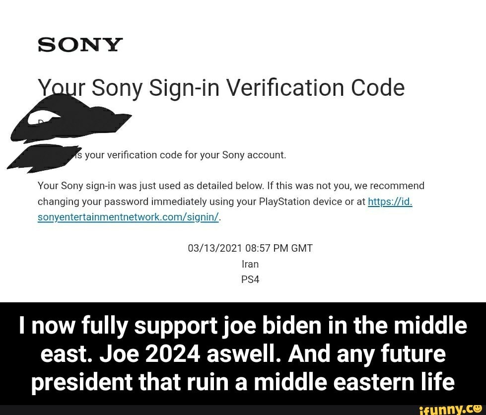 SONY Sony Sign-in Verification Code your verification code for your ...