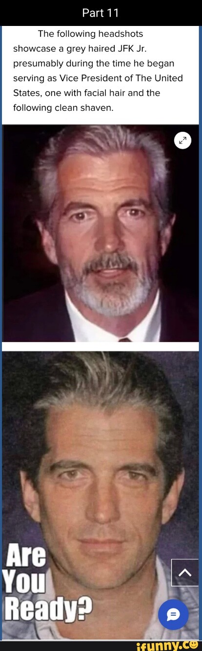Part 11 The following headshots showcase a grey haired JFK Jr ...
