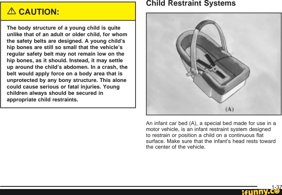 Child Restraint Systems CAUTIONE The body structure of a young child is ...