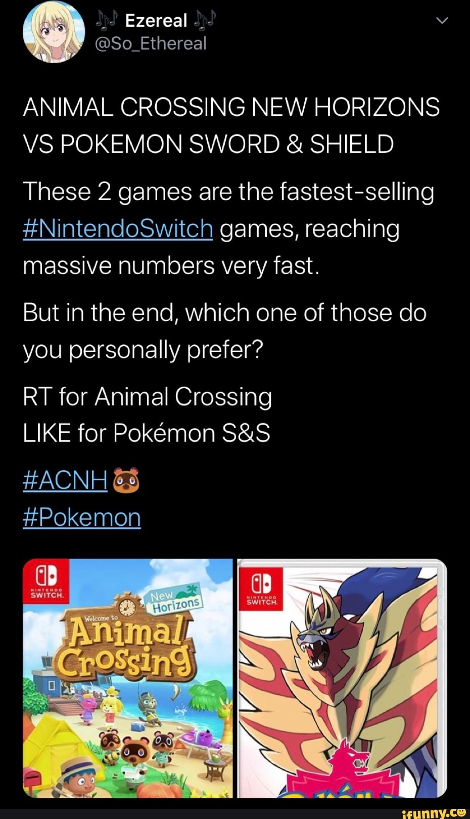 ANIMAL CROSSING NEW HORIZONS VS POKEMON SWORD SHIELD These 2 games are ...