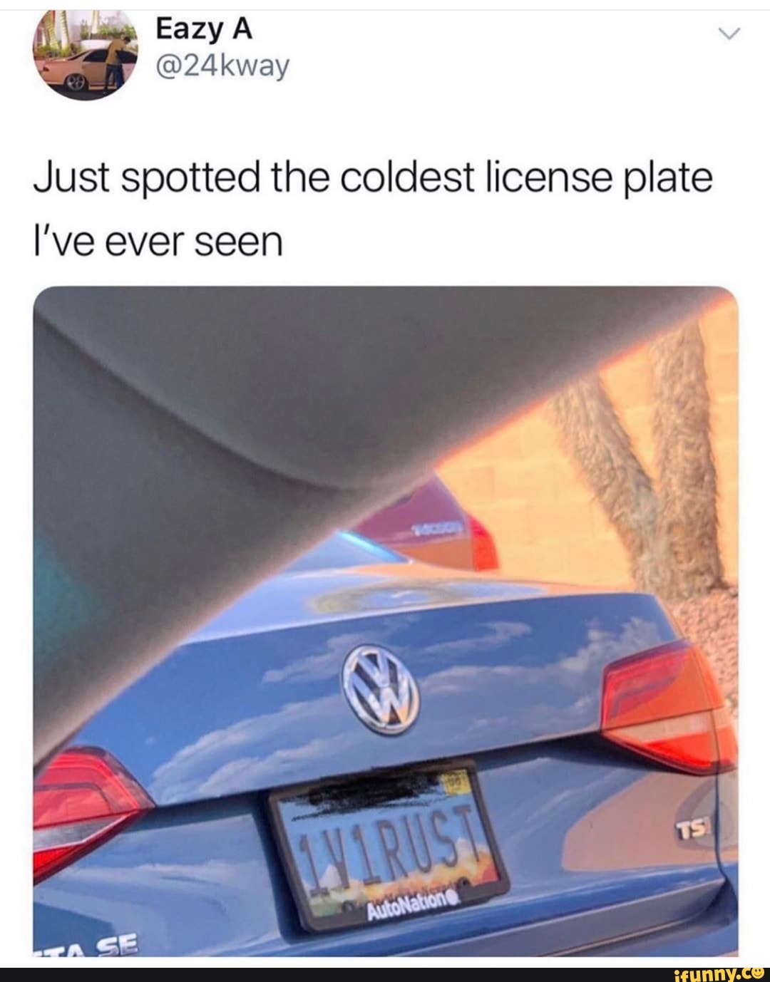 Just spotted the coldest license plate I've ever seen - iFunny
