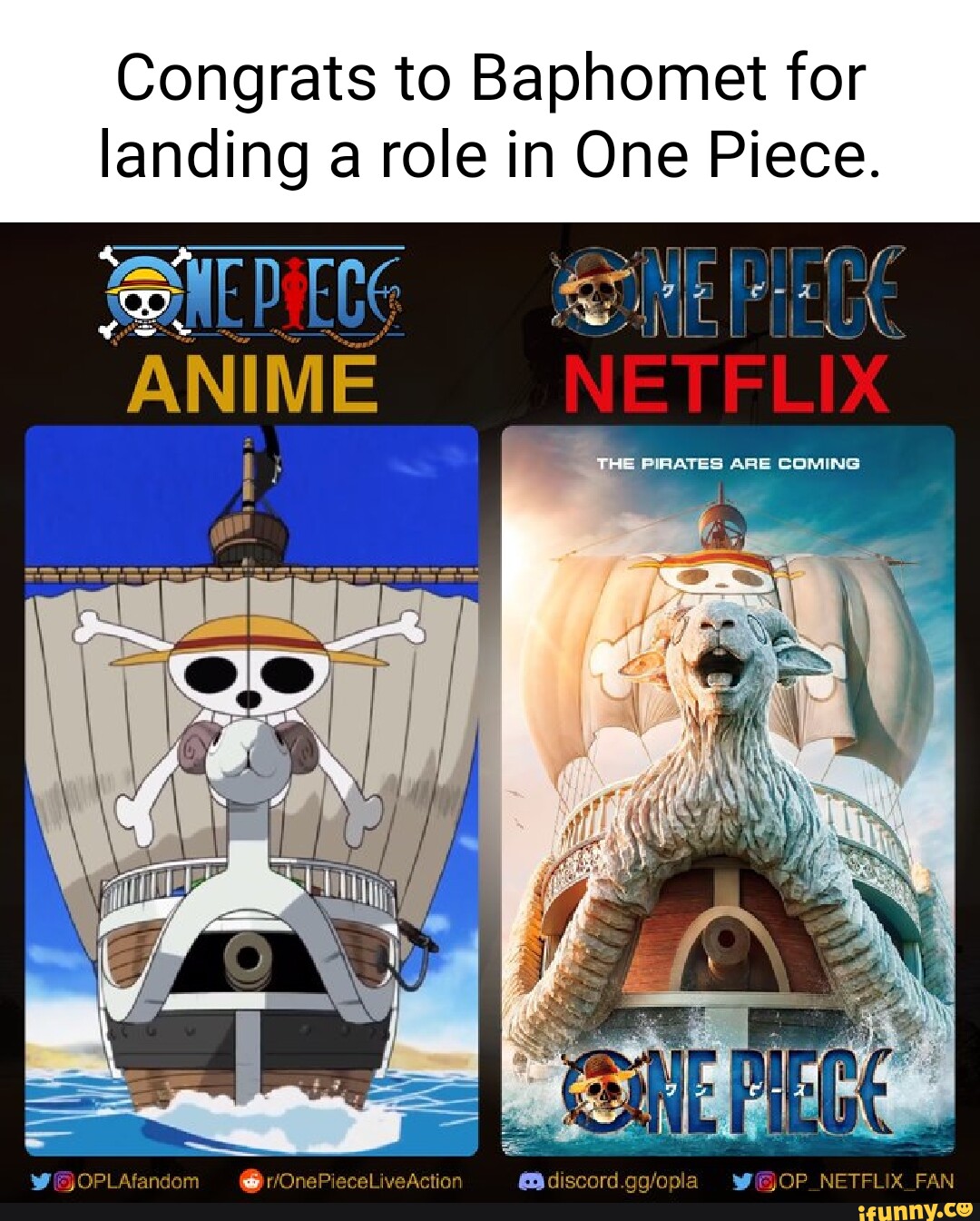 Congrats to Baphomet for landing a role in One Piece. ECG I THE PIRATES ...