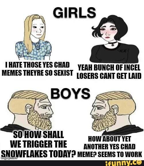 IMATE THOSE YES CRAR RONCH OF INCEL MEMES THEYRE SELIST CANT GET LAIB ...