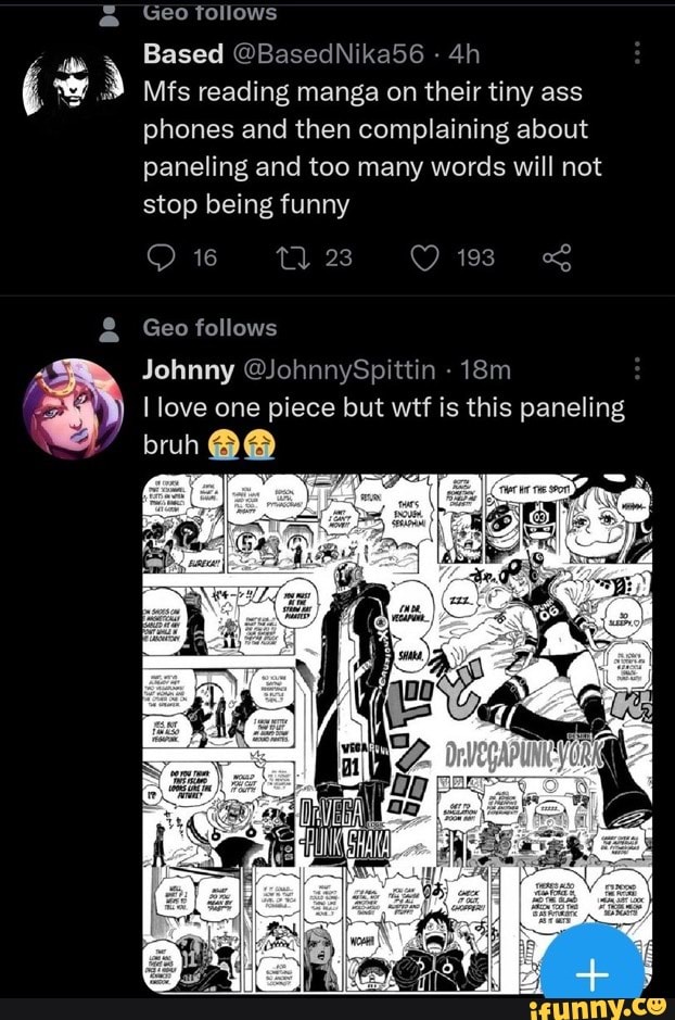 Be Yer Geo follows Based @BasedNikaS6 - Mfs reading manga on their tiny ...