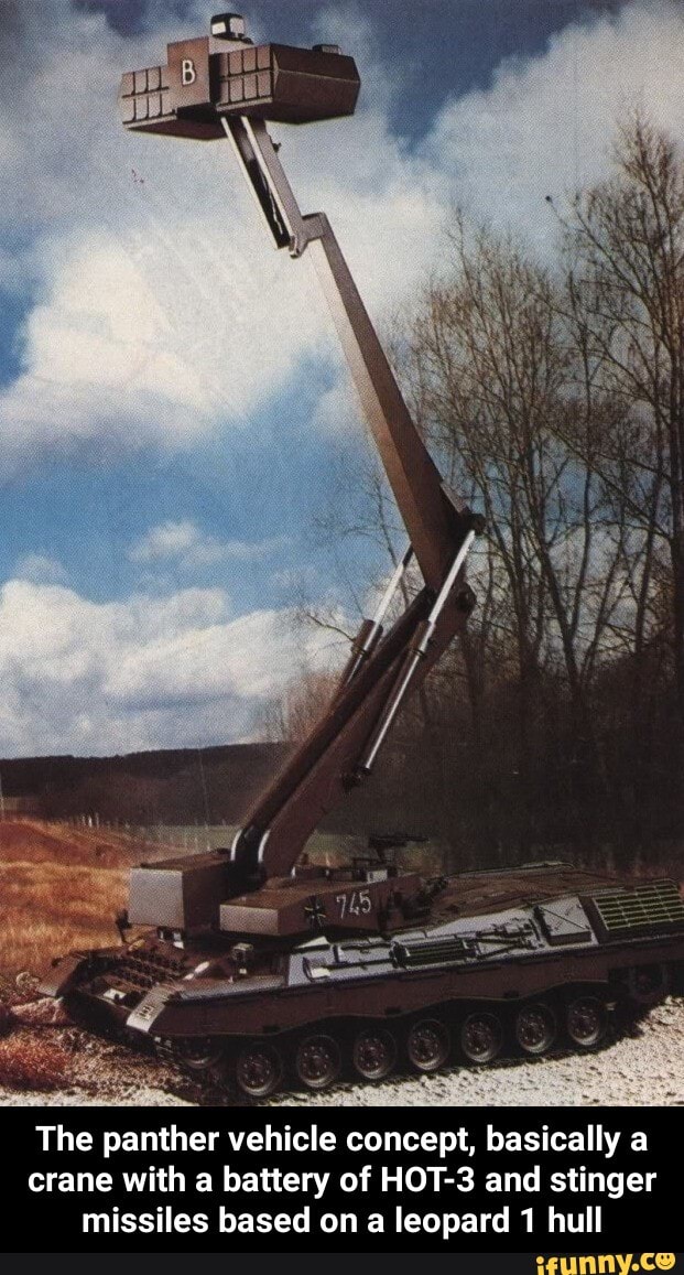 The panther vehicle concept, basically a crane with a battery of HOT-3 ...